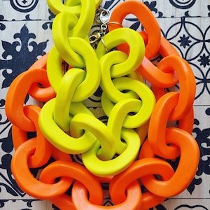 Lime Yellow Polymer Clay Chain Necklace: Handmade Statement Jewelry - Etsy
