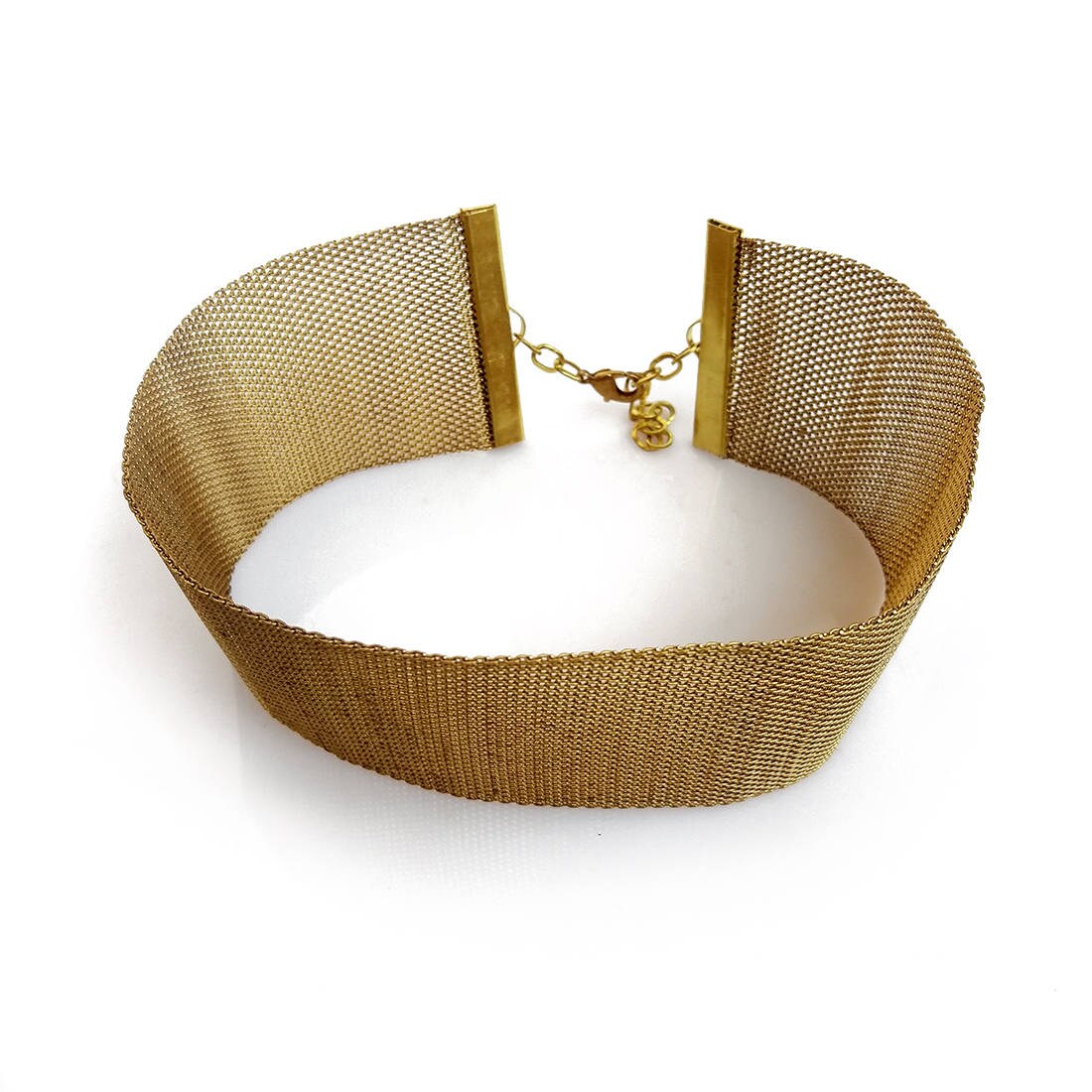Wide Choker Metal Choker Necklace Gold Collar Mesh Choker | Etsy