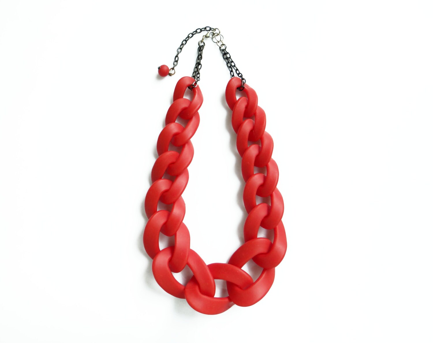 Red Oversized Chain Necklace Cherry Red Chain Link Necklace - Etsy