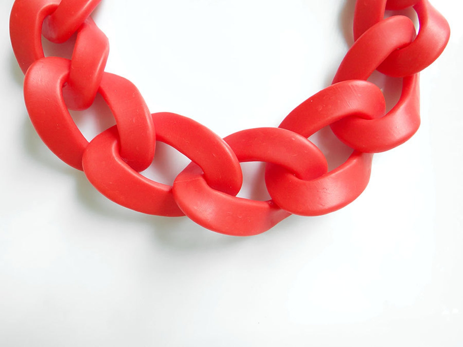 Red Oversized Chain Necklace Cherry Red Chain Link Necklace - Etsy