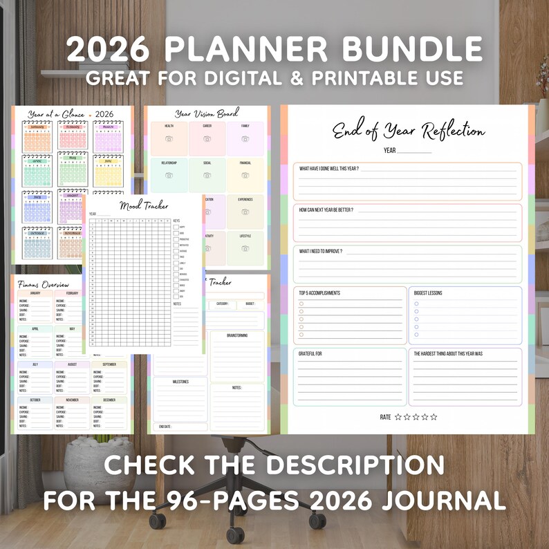 Printable 2026 Planner Bundle | Editable Canva Templates, 6 Pages ...