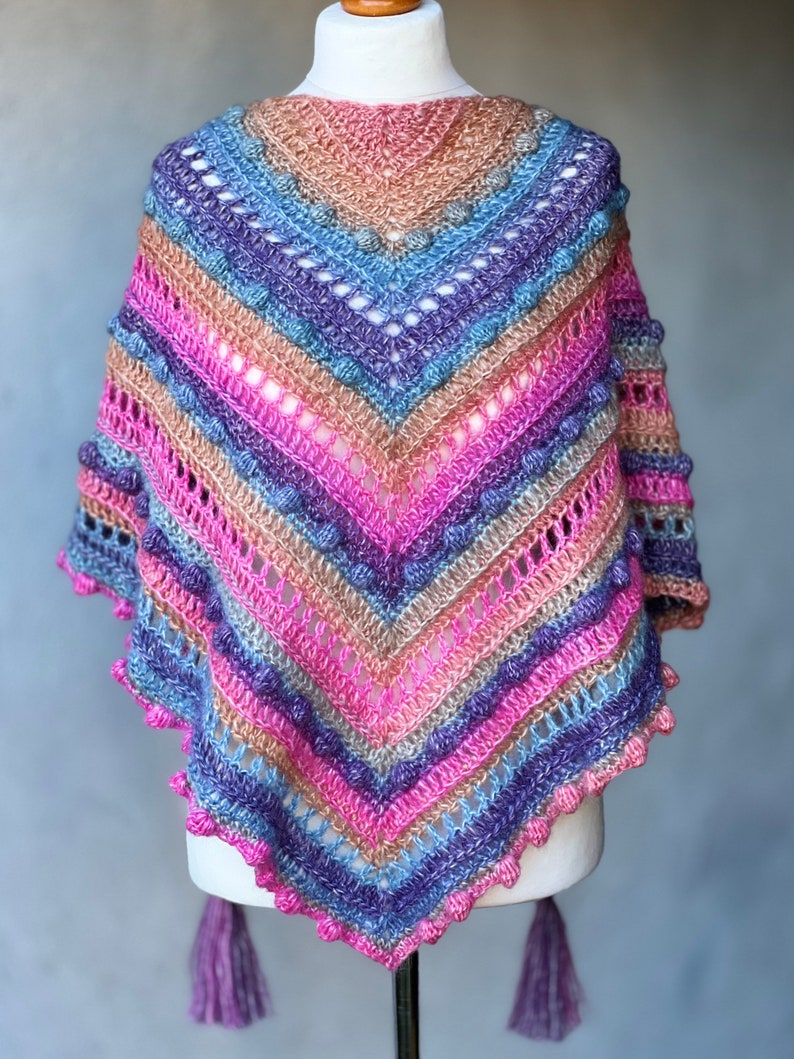 Rainbow Crochet Shawl With Tassels / Unicorn Crochet Shawl / Gradient ...