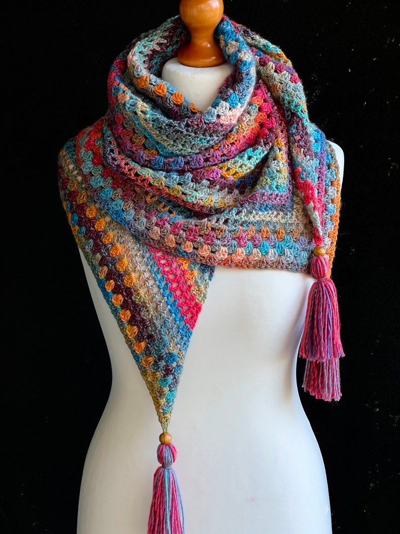 Rainbow Crochet Shawl With Tassels / Colorful Crochet Allergy Free ...