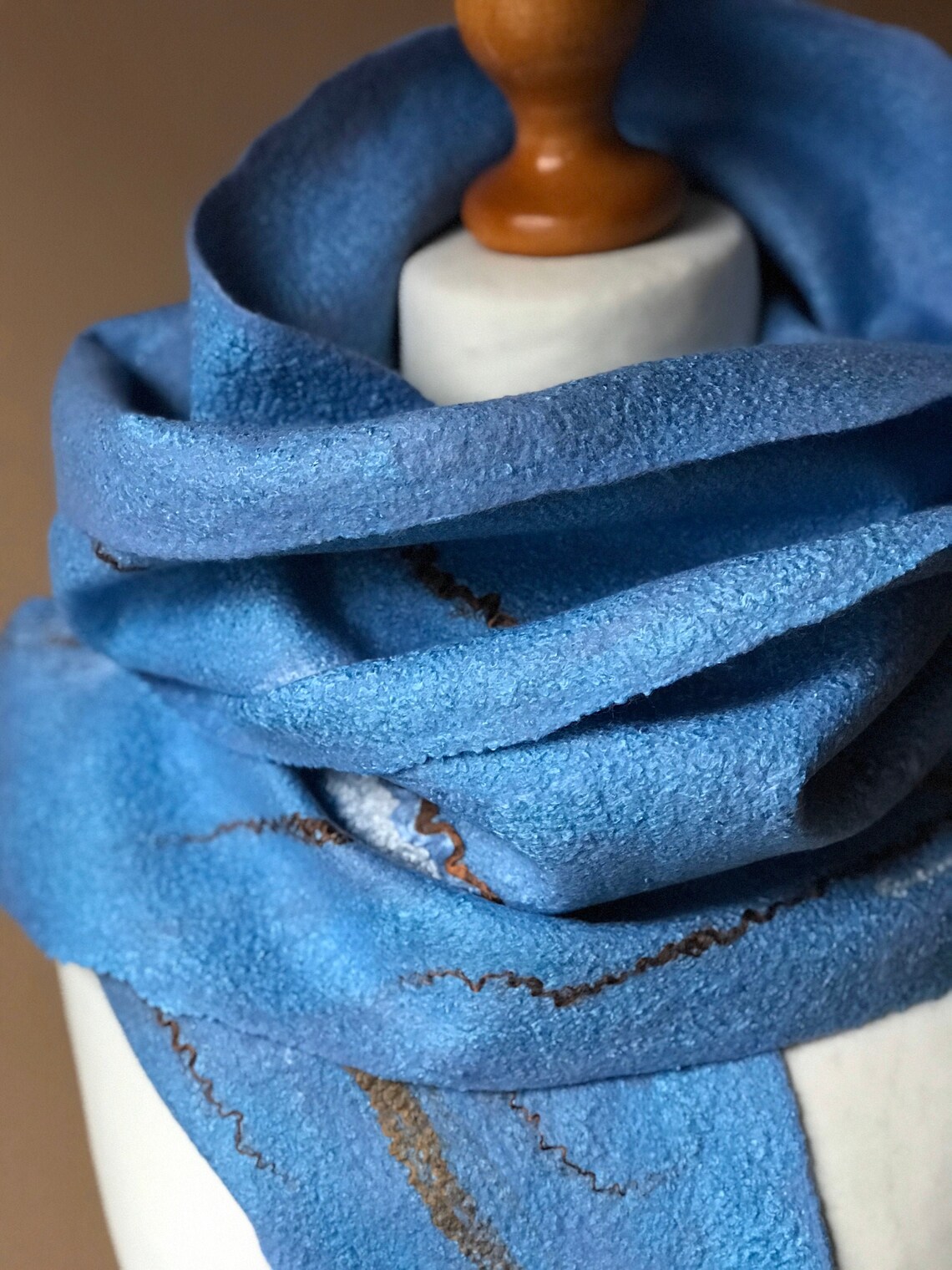 Blue Felted Scarf / Nunofelt Blue Scarf / Winter Wool Scarf / - Etsy