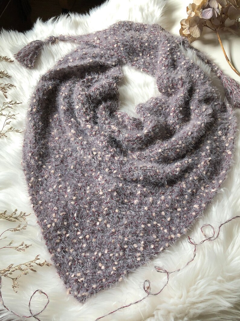 Triangular Very Soft Shawl With Tassels / Gray Cowl With - Etsy