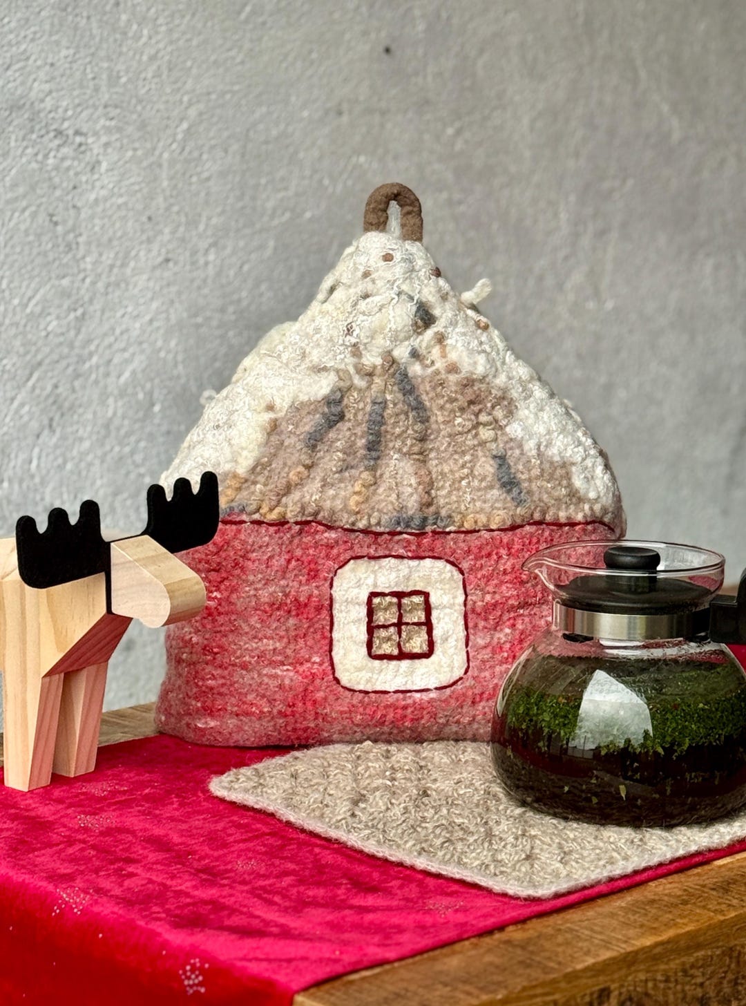 Hand Felted Wool Teapot Cozy House – Handmade Teapot Warmer, Felt ...