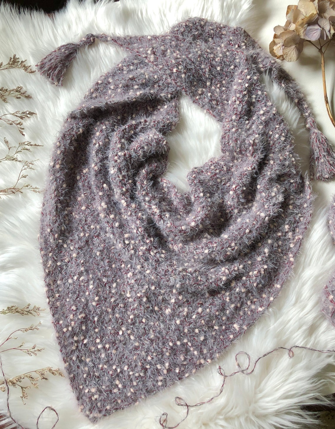 Triangular Very Soft Shawl With Tassels / Gray Cowl With - Etsy