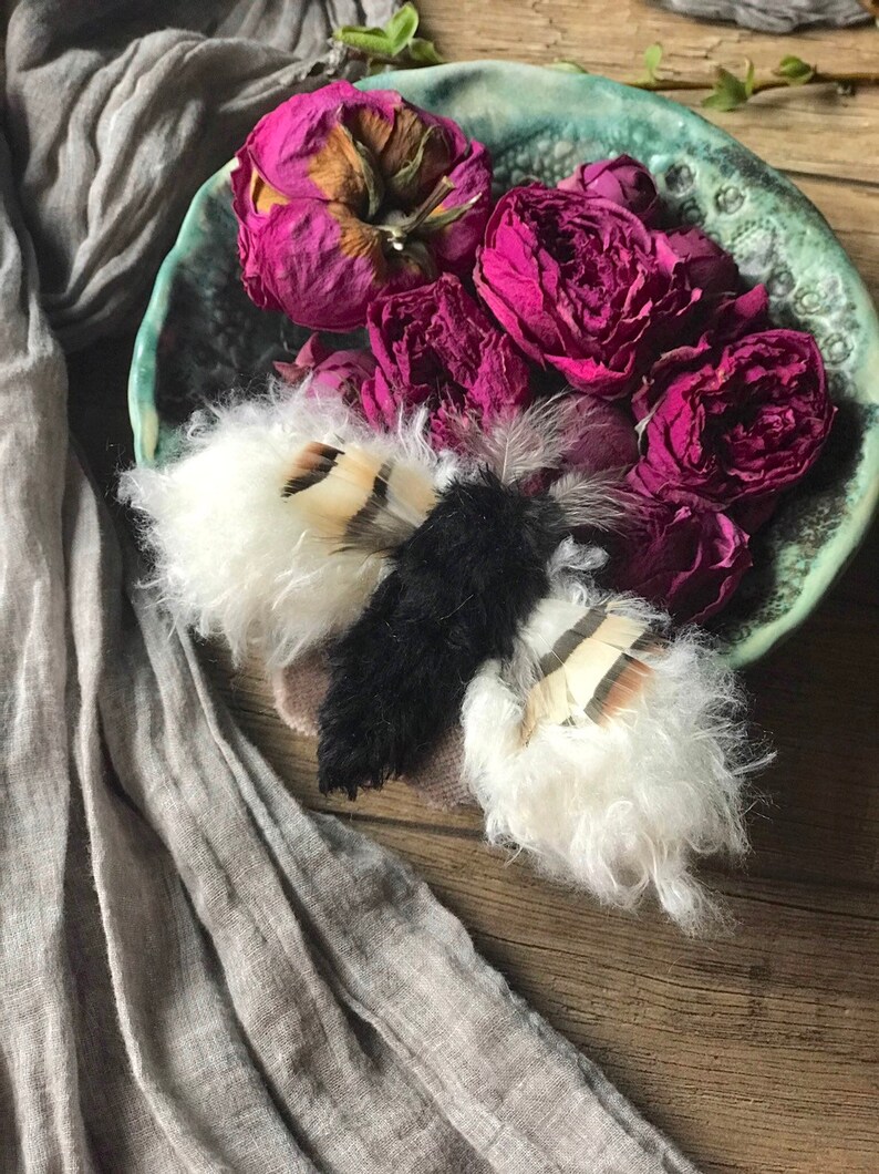 Bohemian White Teddy Butterfly Moth Brooch Pin Feathers - Etsy