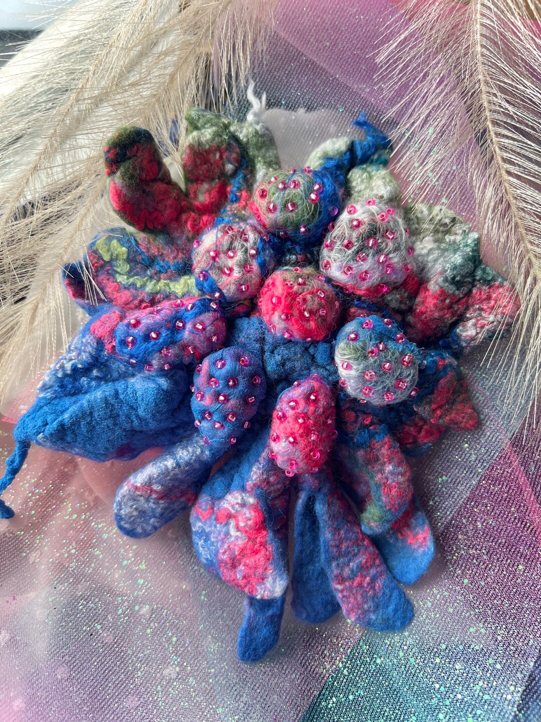 Felted Art Brooch: Alien Berries, Handmade Textile Pin - Etsy