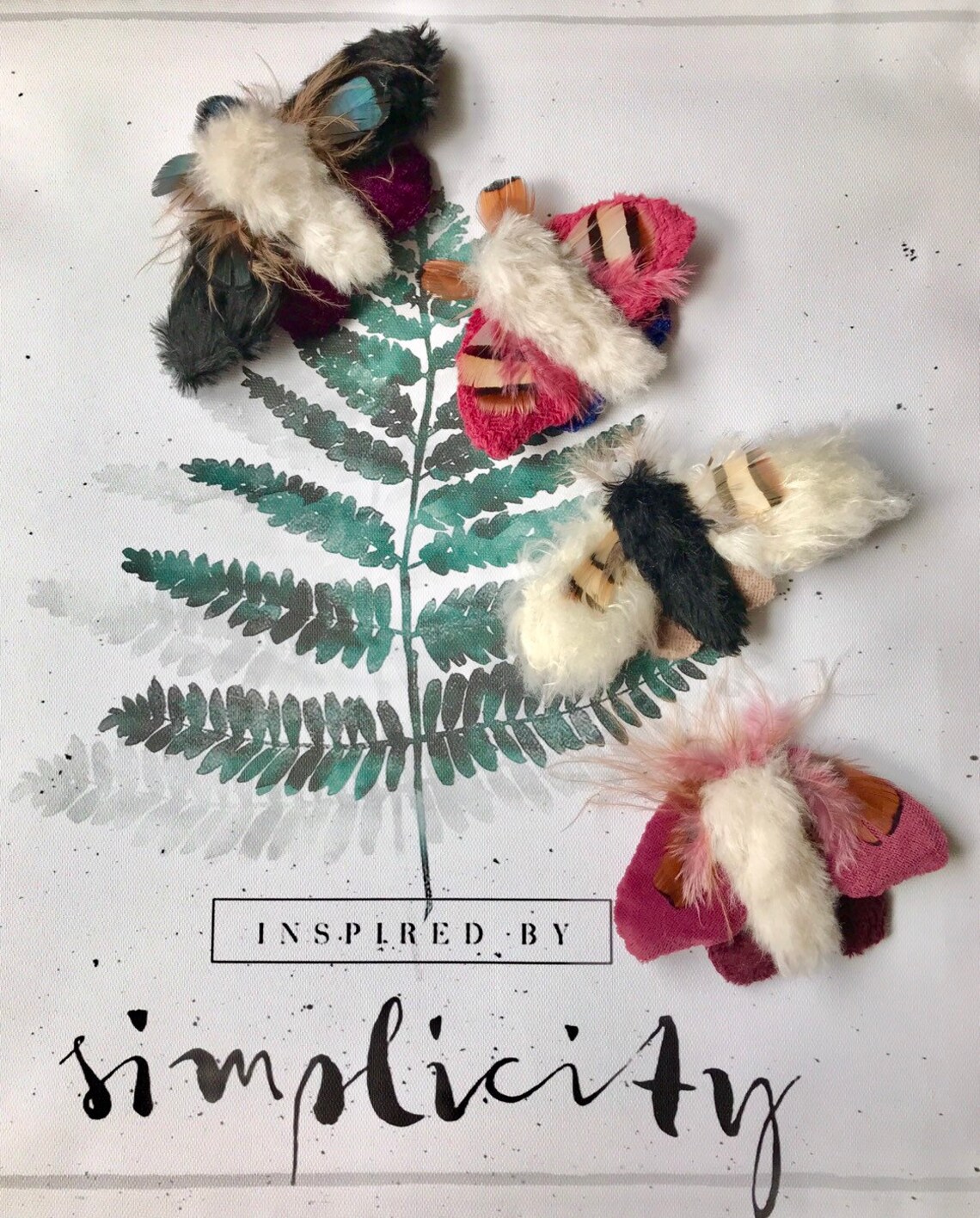 Bohemian White Teddy Butterfly Moth Brooch Pin Feathers - Etsy