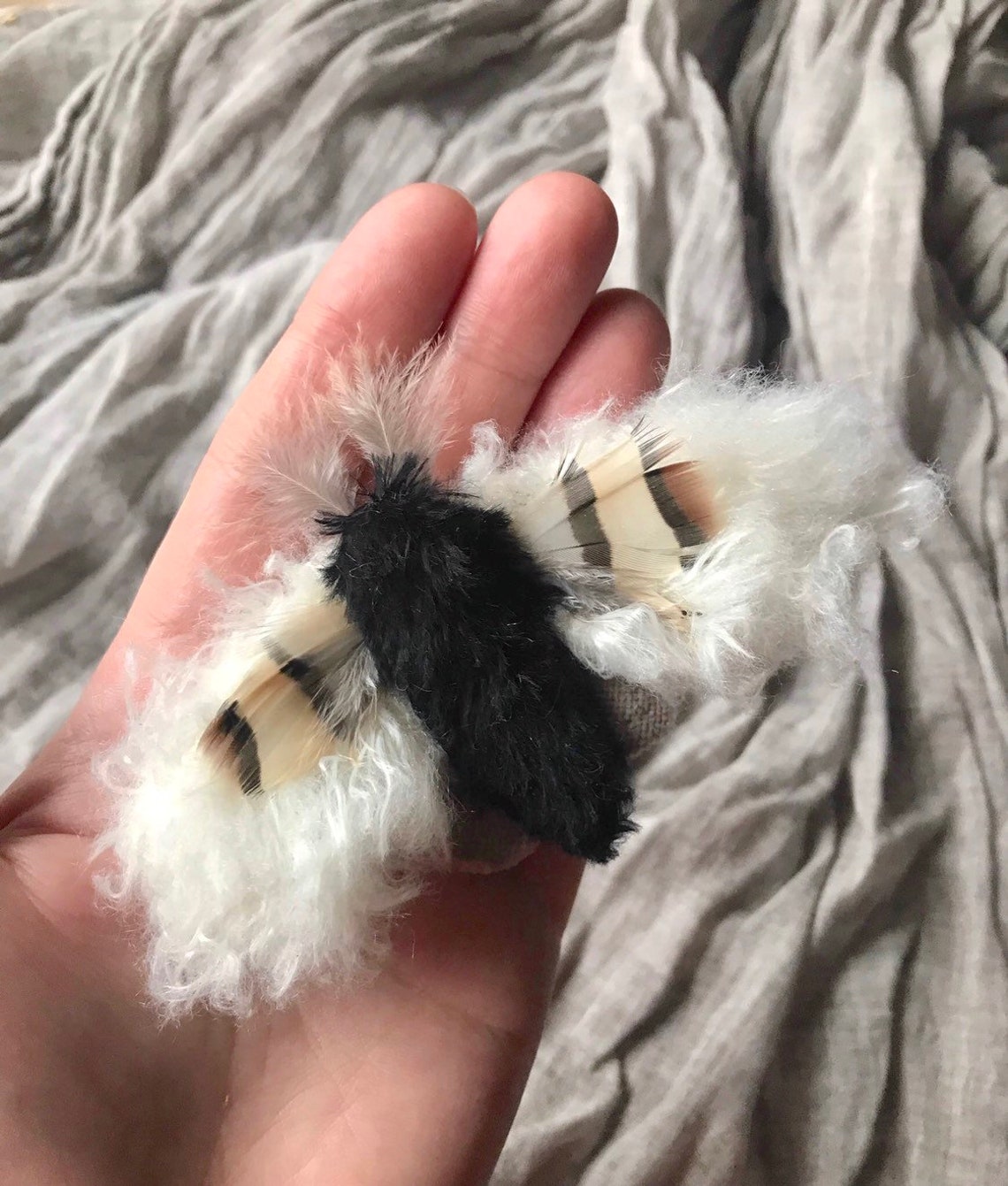 Bohemian White Teddy Butterfly Moth Brooch Pin Feathers - Etsy