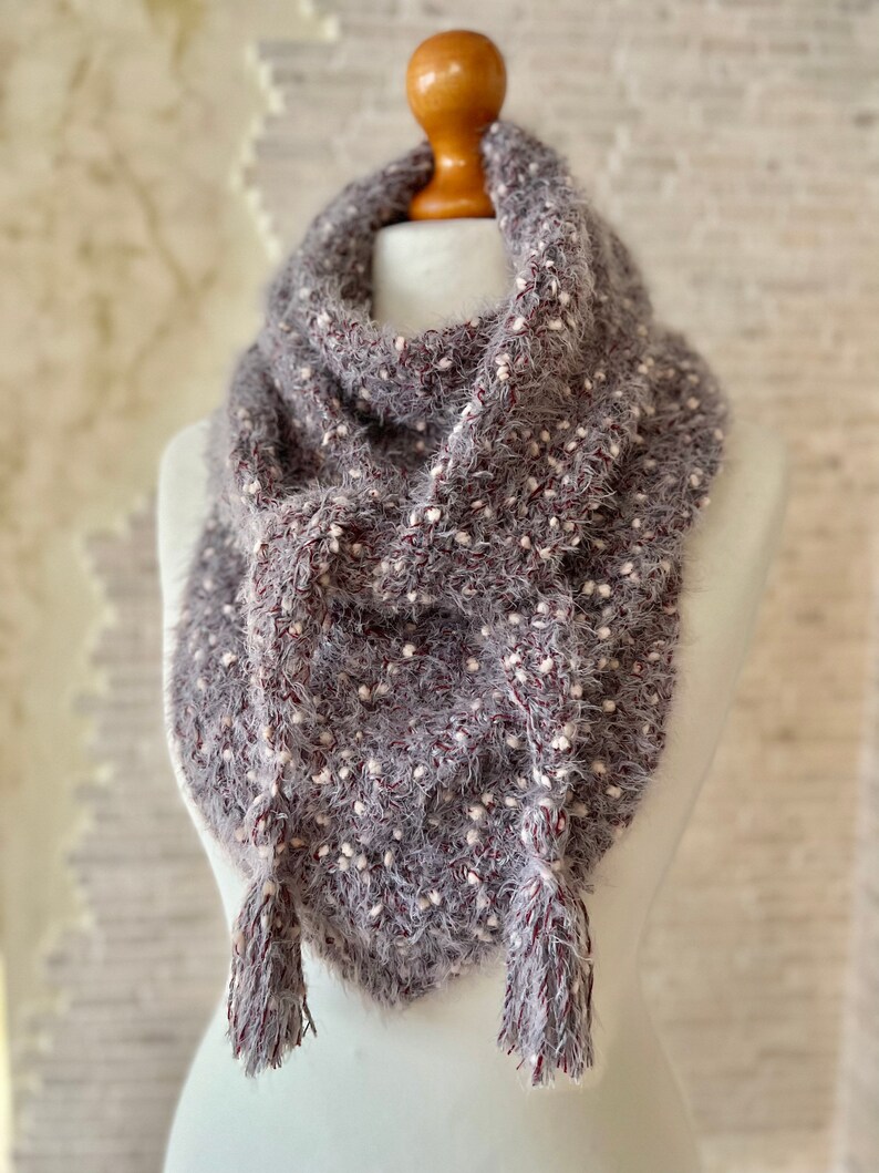 Triangular Very Soft Shawl With Tassels / Gray Cowl With - Etsy