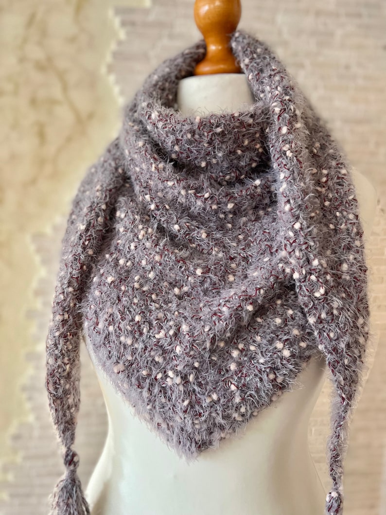 Triangular Very Soft Shawl With Tassels / Gray Cowl With - Etsy