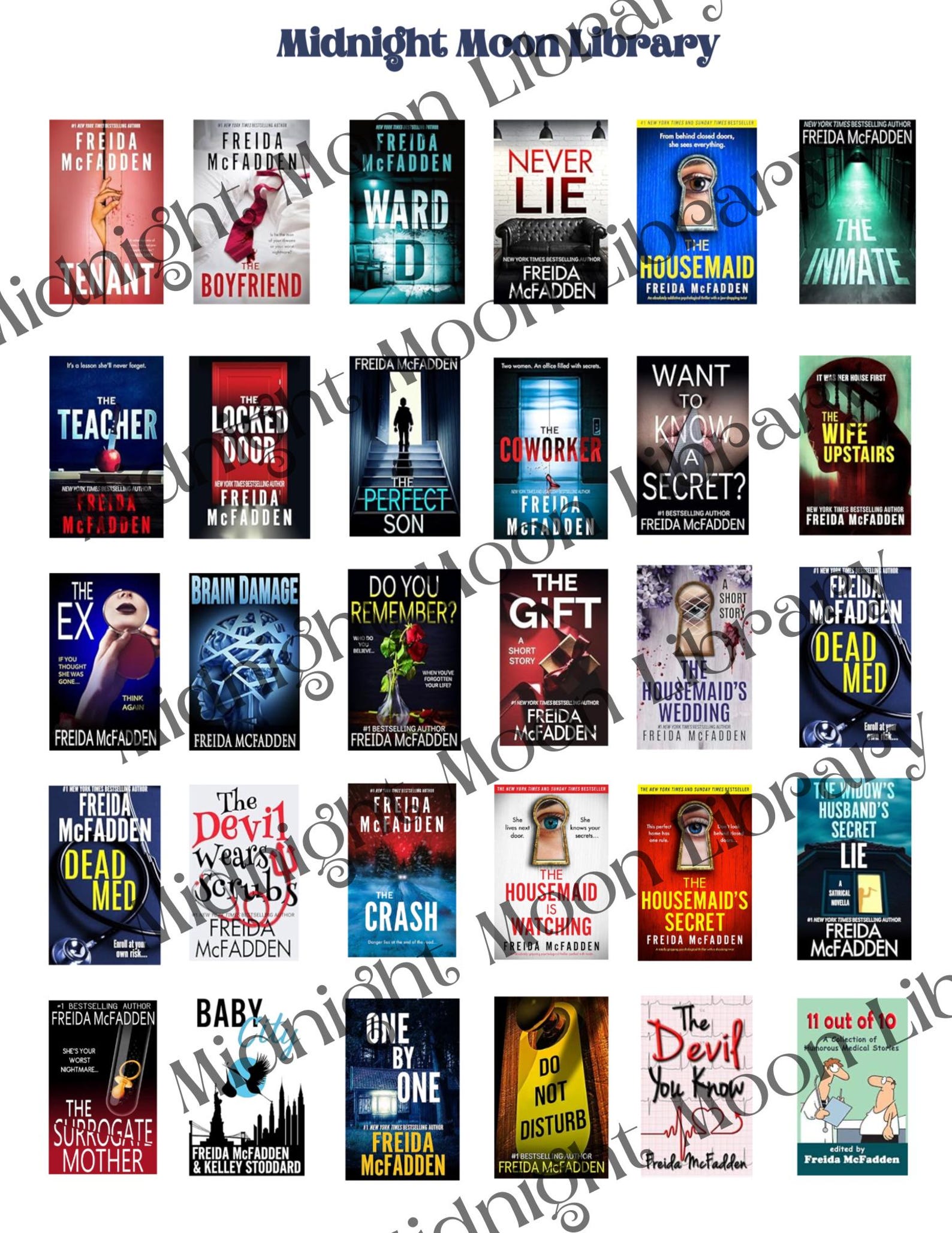 Freida Mcfadden Printable Book Covers, Print on Demand, Digital ...