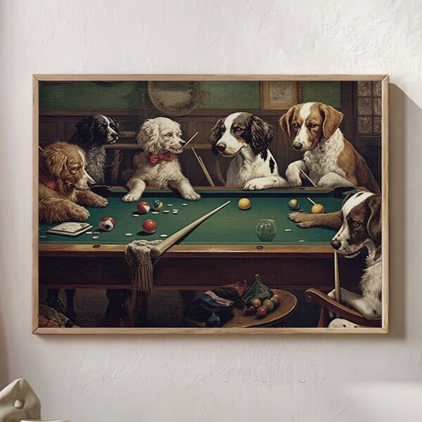Dogs Playing Pool - Etsy
