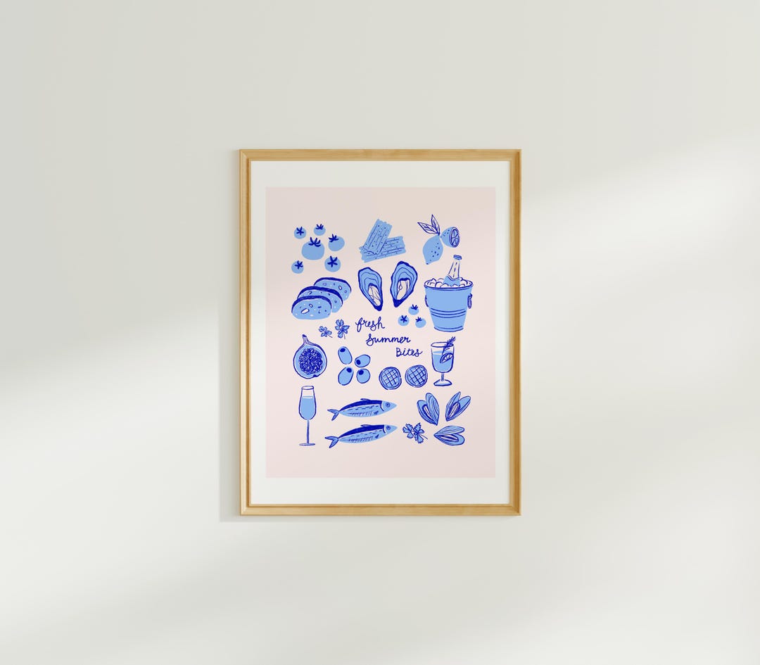 Brunch Table Art Print: Coastal Kitchen Food Illustration - Etsy