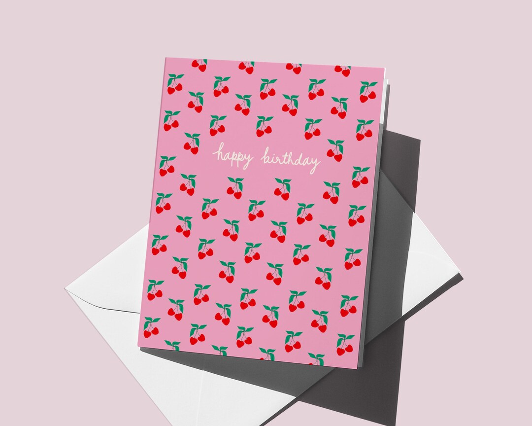 Cherry Birthday Card: Happy Birthday Wishes - Etsy