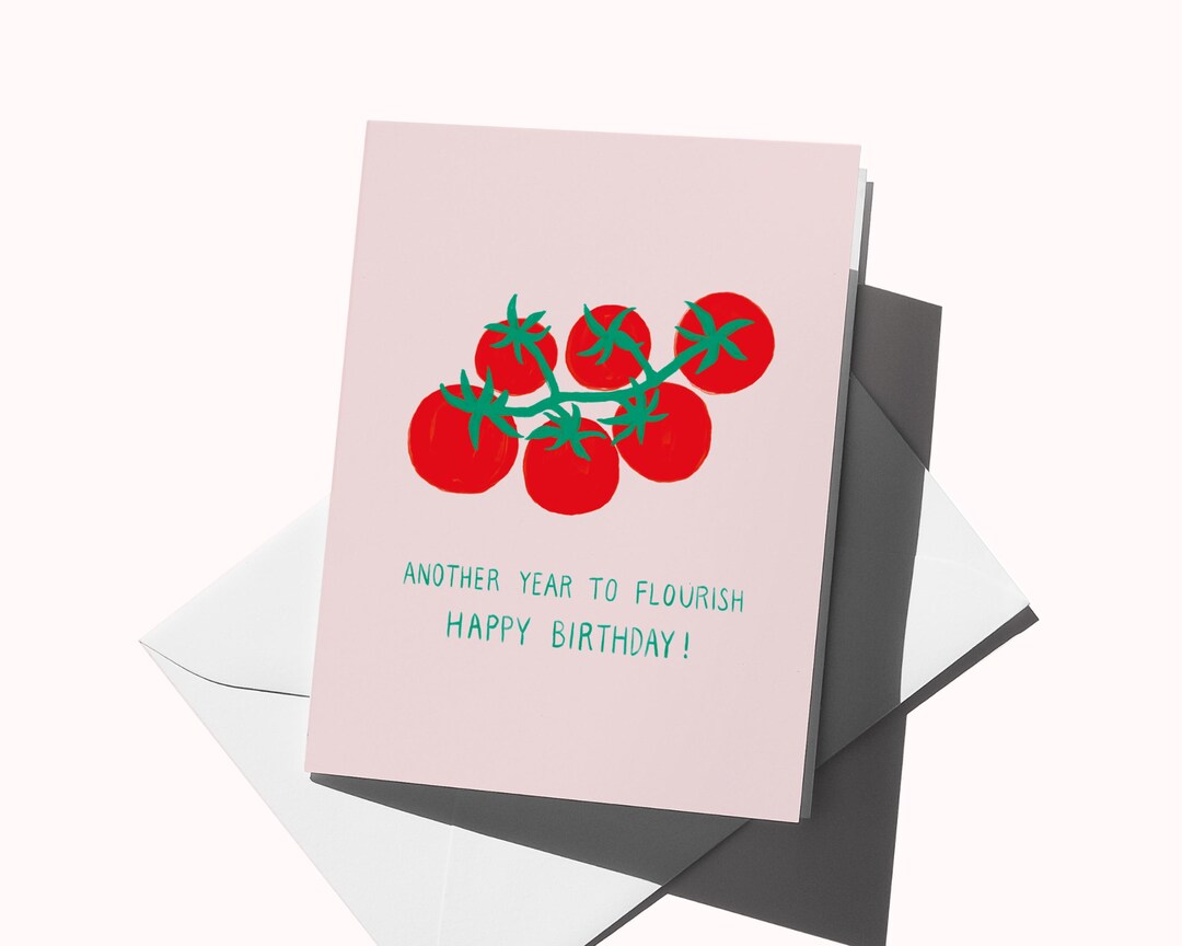 Tomato Birthday Card: Hand-lettered Cardstock Birthday Greetings - Etsy