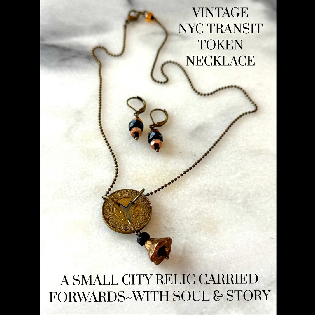 Vintage NYC Subway Token Necklace and Earrings •urban Relic Jewelry ...