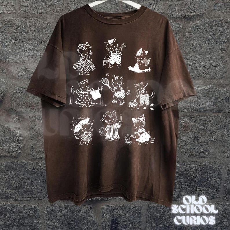 Cat 90s Tattoo Vintage T-shirt, Retro Kitten Cute Shirt, Cat Lovers ...