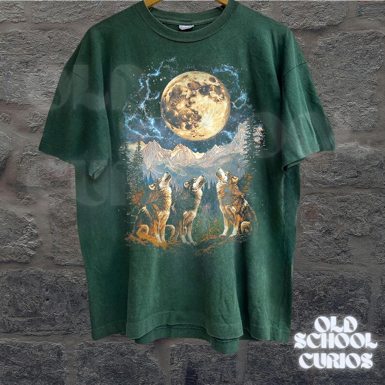 Howling Wolves Vintage 90s Graphic Shirt, Wolf Moon Tee, Wild Free ...