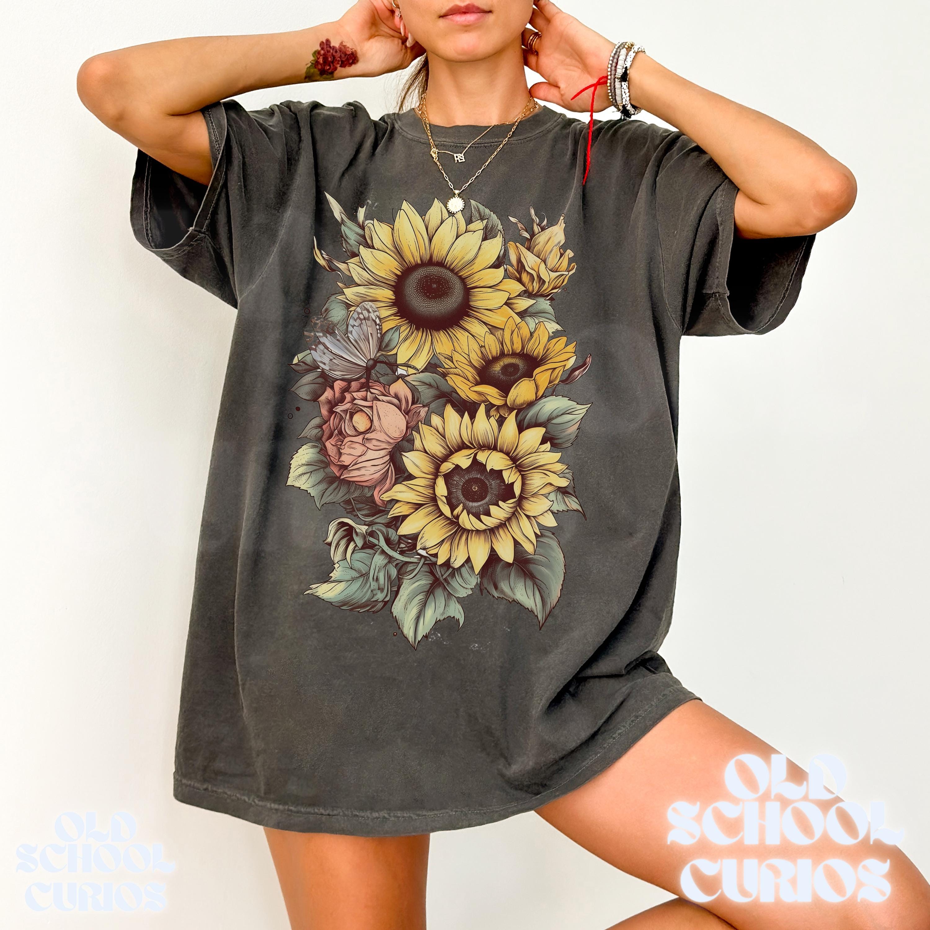 Sunflower 90s Vintage Style Shirt, Retyro Floral Tee Shirt, Flower ...