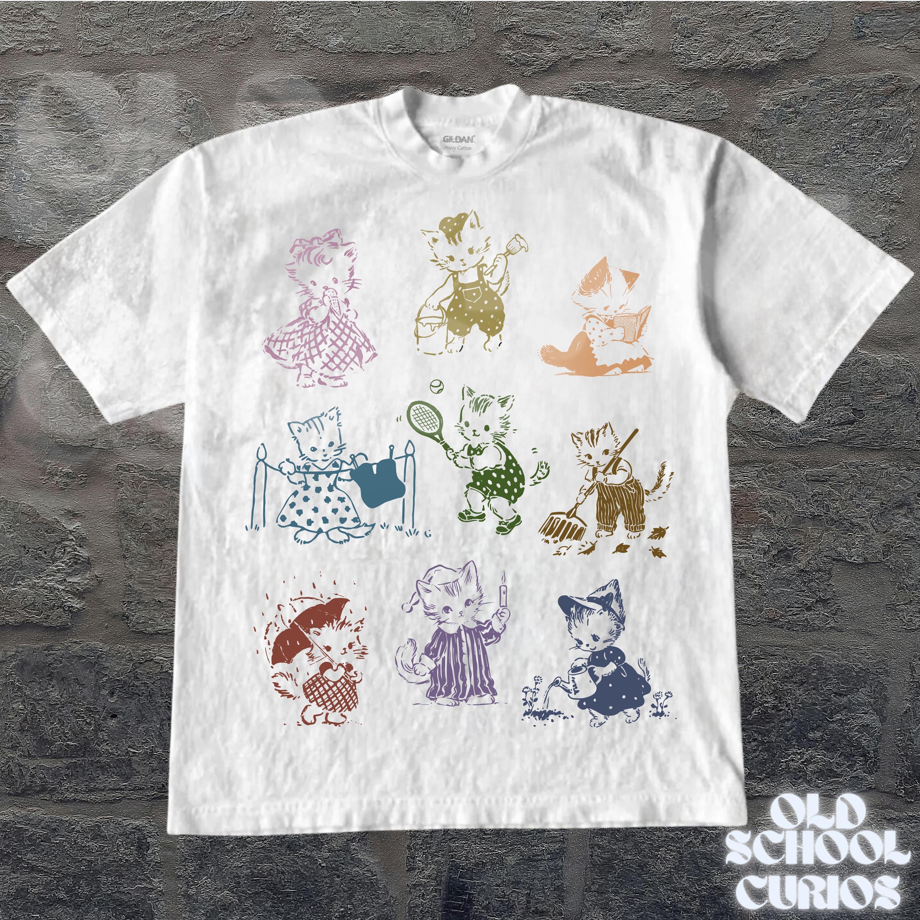 Cat 90s Tattoo Vintage T-shirt, Retro Kitten Cute Shirt, Cat Lovers ...