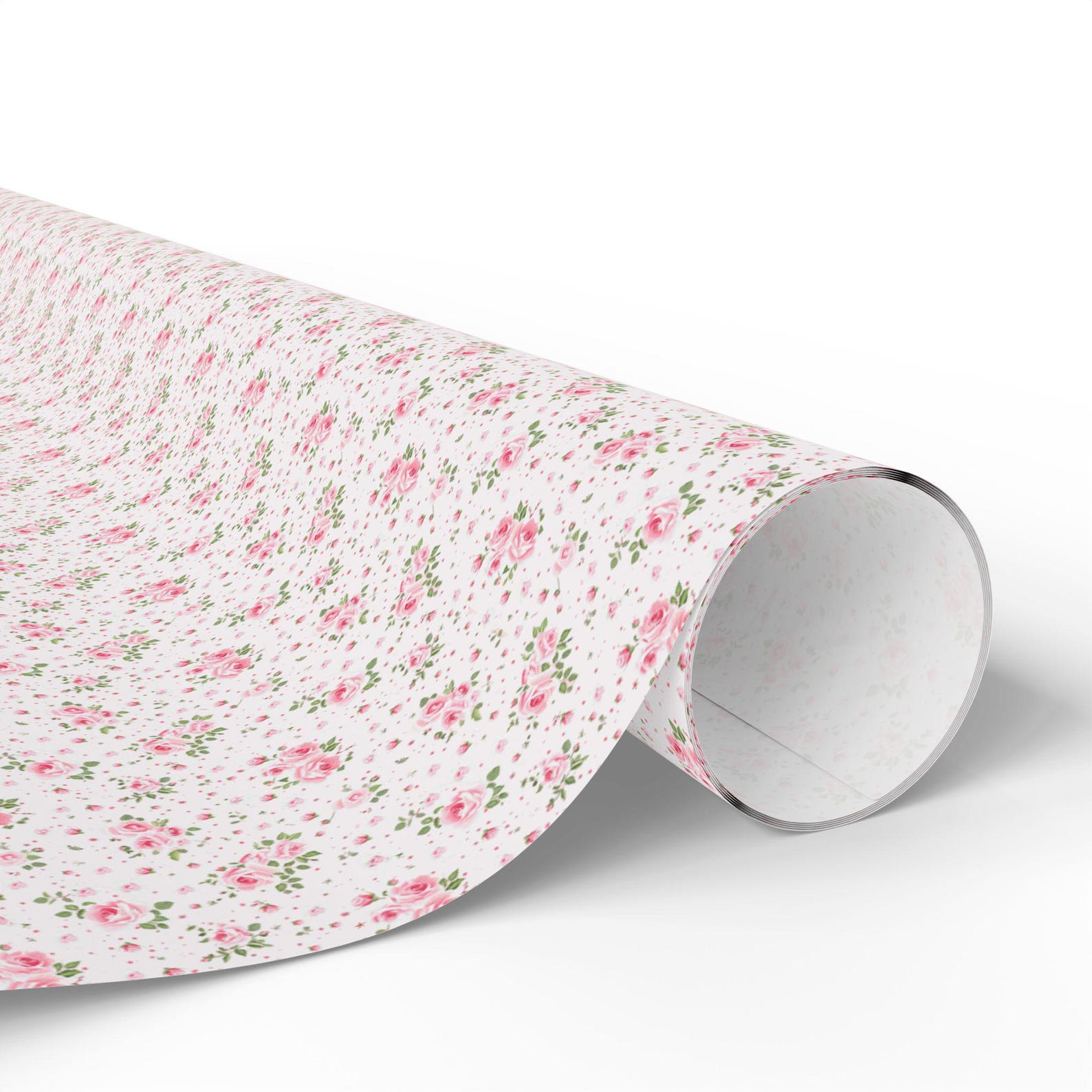 Fancy Floral Wrapping Paper Roll, Pink Bow Coquette Gift Wrap for ...