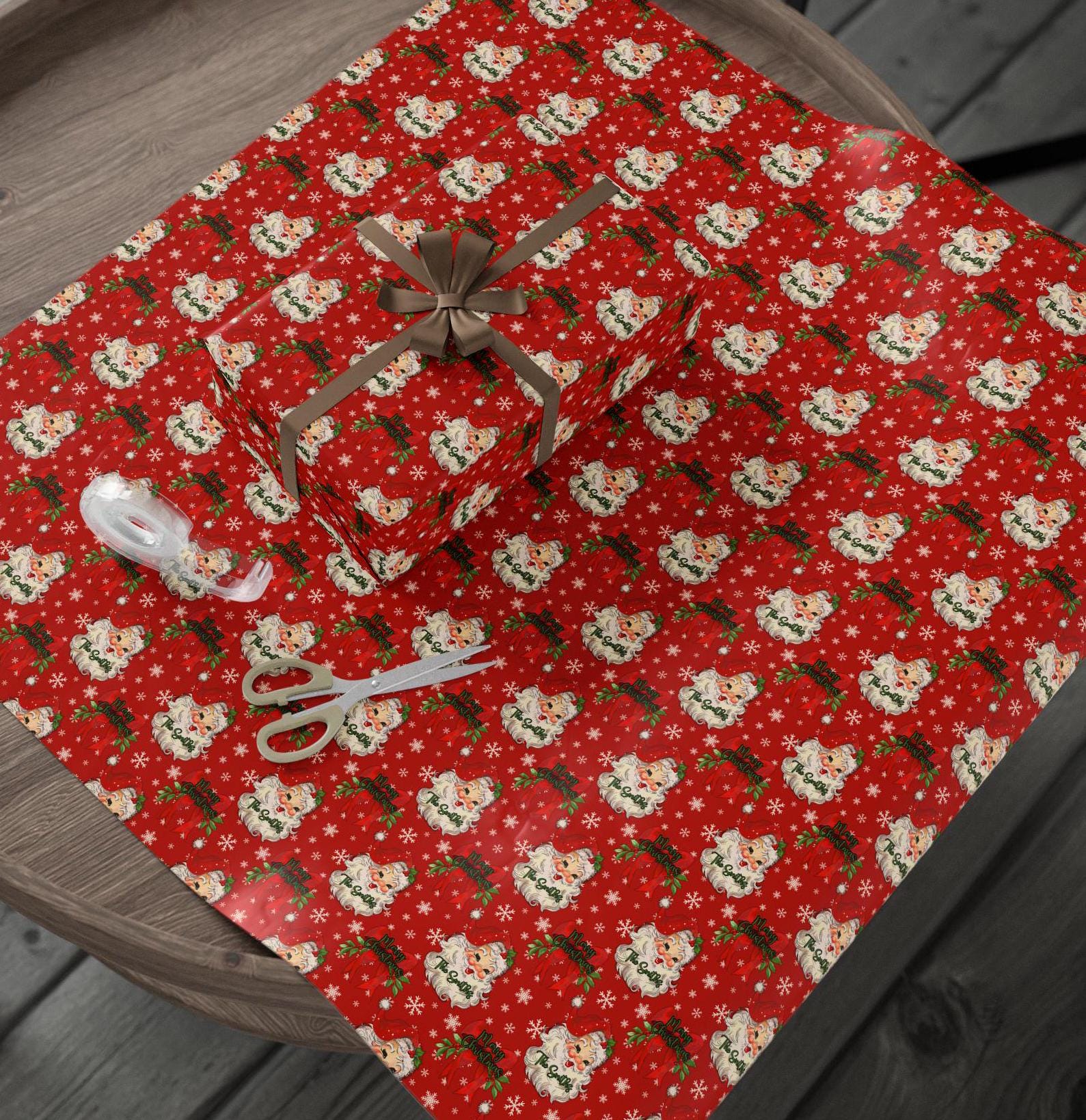 Custom Christmas Wrapping Paper Roll, Vintage Santa Holiday ...