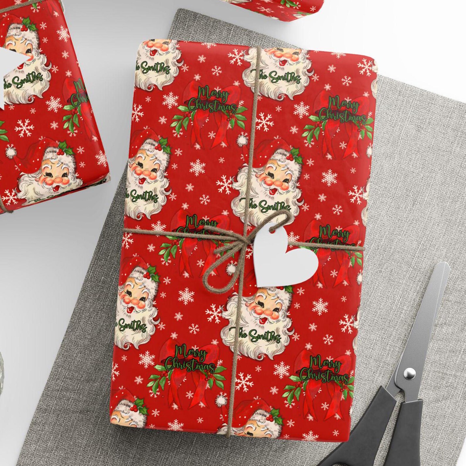 Custom Christmas Wrapping Paper Roll, Vintage Santa Holiday ...