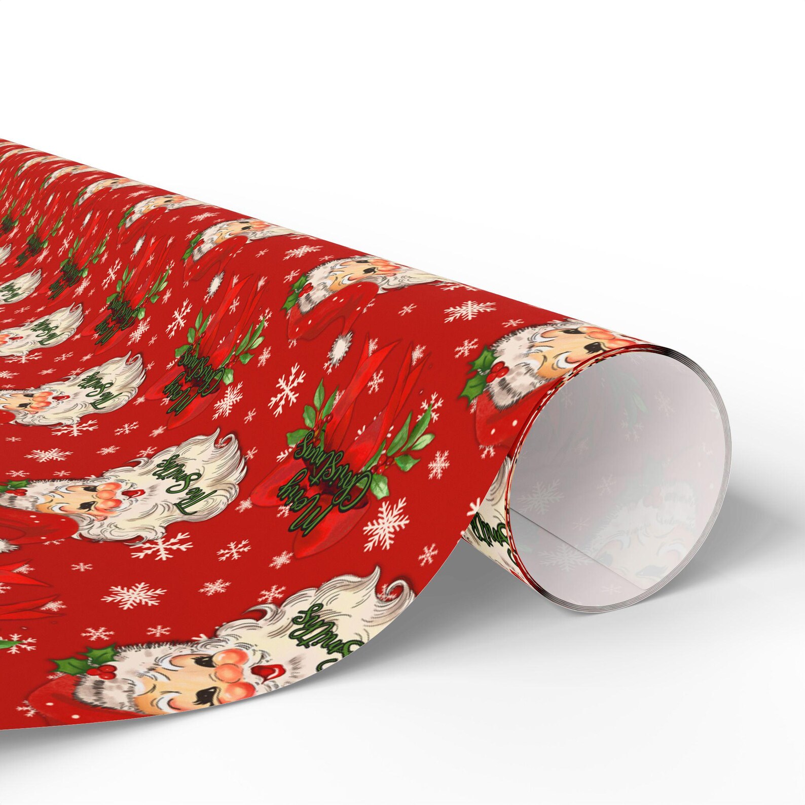 Custom Christmas Wrapping Paper Roll, Vintage Santa Holiday ...