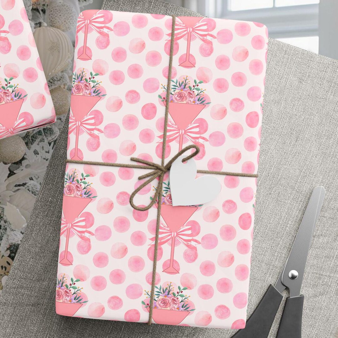 Martini Glasses Wrapping Paper Roll, Cocktail Party Gift Wrap ...
