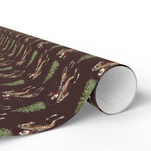 Christmas Santa Wrapping Papers, Vintage Western Holiday Gift Wrap ...