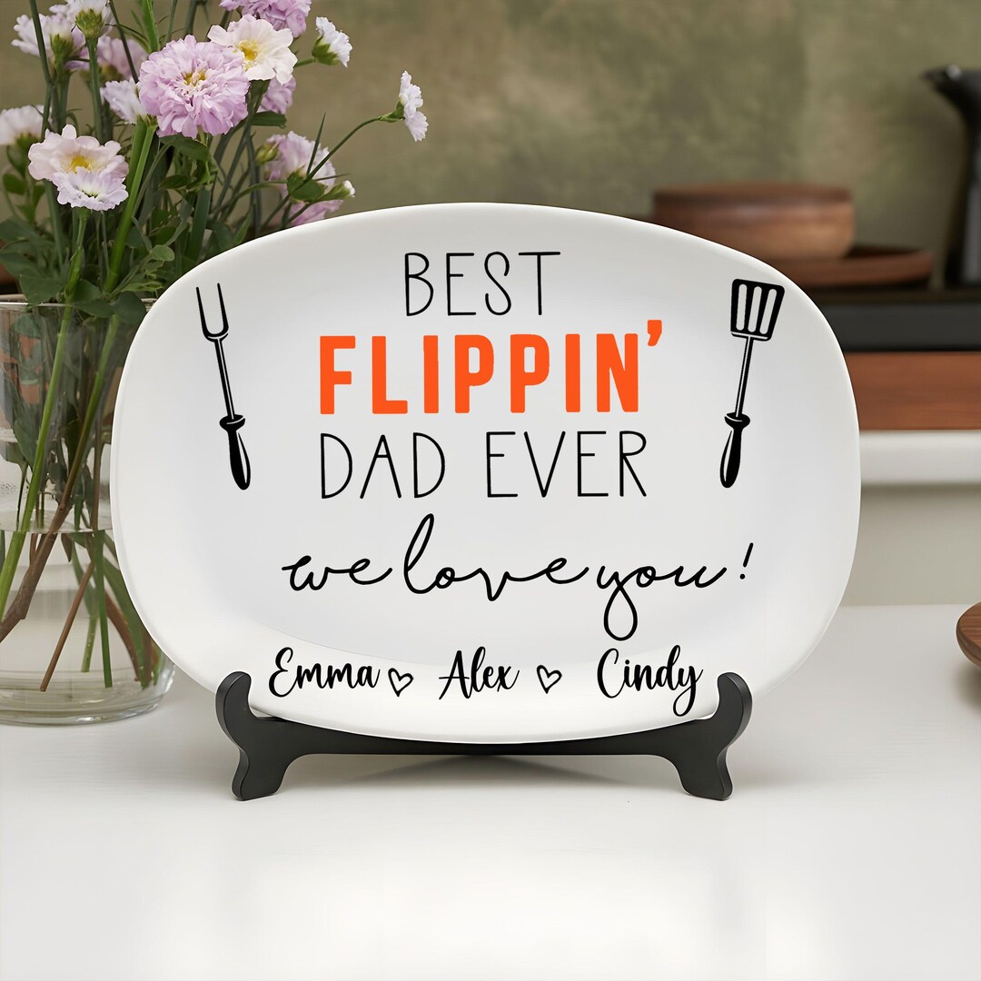 Best Flippin' Dad Ever Personalized Grilling Plate, Grilling Plate for ...