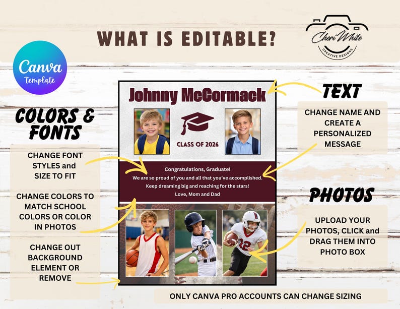Editable Sports Yearbook Ad | Graduation Tribute Page | 4 Size ...