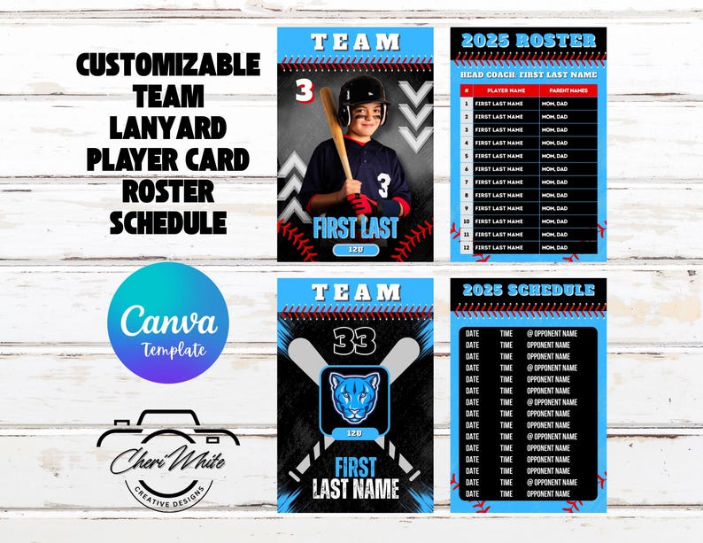 Editable Baseball Team Roster Lanyard Canva Template - Etsy