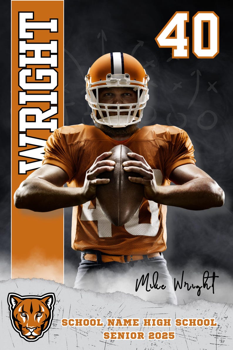 Football Banner Poster 2x3 Sports Canva Template Senior - Etsy