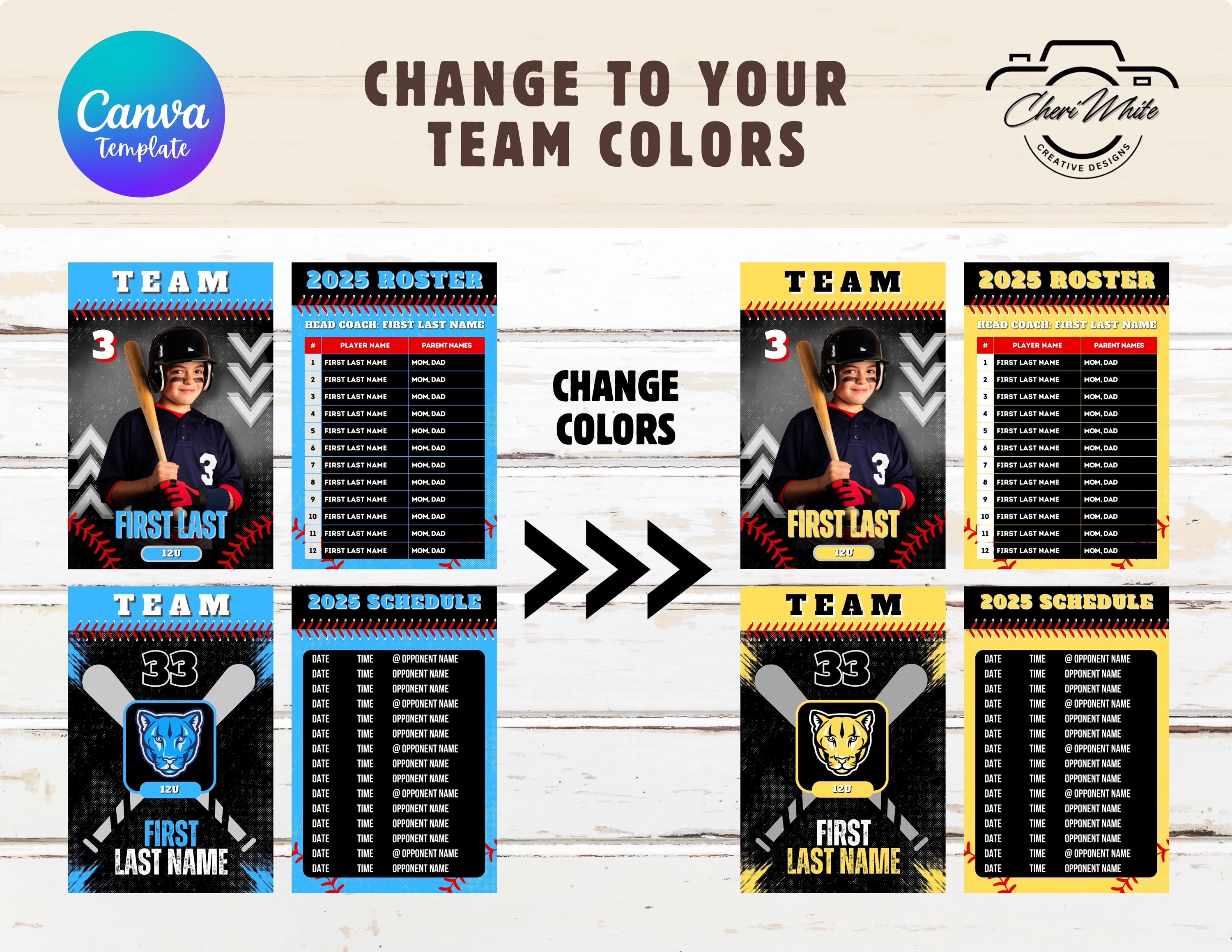 Editable Baseball Team Roster Lanyard Canva Template - Etsy