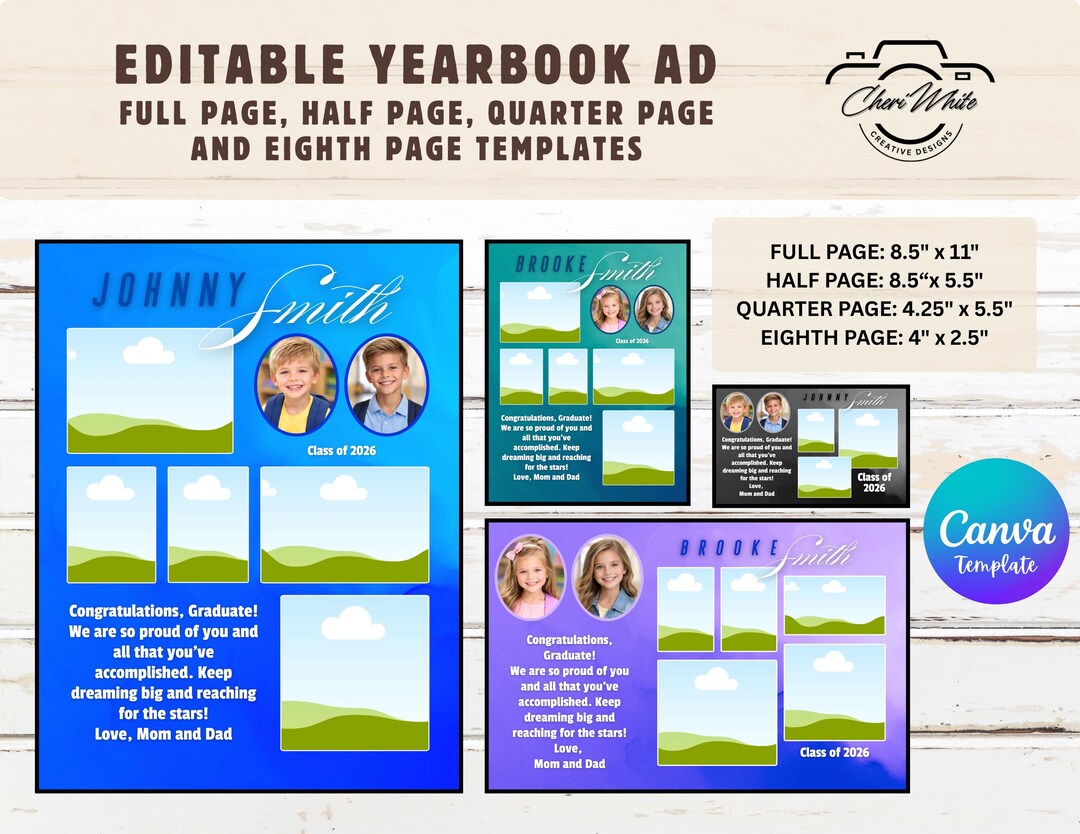 Colorful Yearbook Ad Template Canva | Editable Graduation Yearbook Ad ...