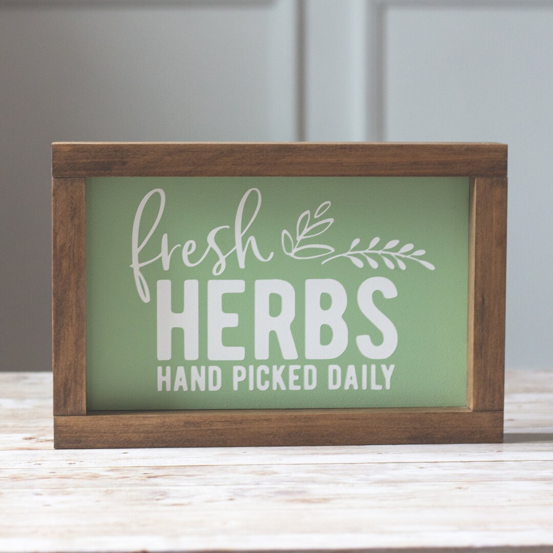 Farmhouse Fresh Herbs Wood Sign - Green Kitchen Decor - Etsy