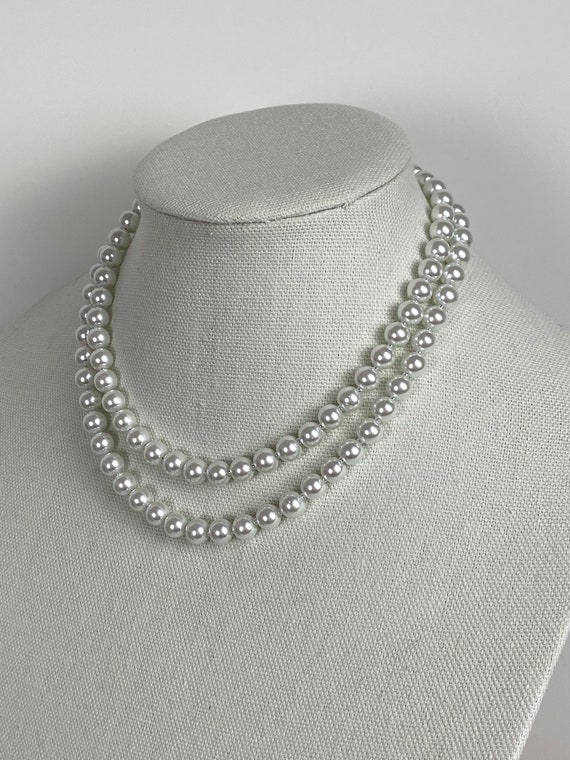 Extra Long Pearl Necklace Black White Gray Pearl Necklace Etsy