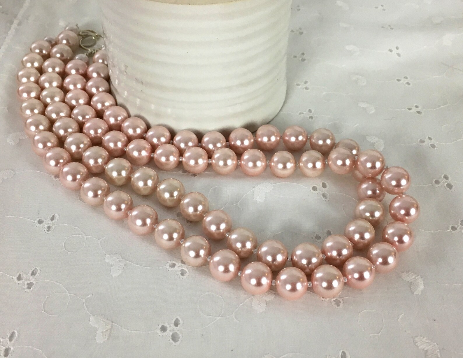 Pink Pearl Necklace Two Strand Pearl Bridal Necklace Beaded - Etsy