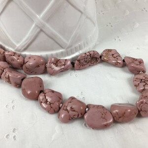 Chunky Pink Turquoise Necklace, Pink Magnesite Necklace, Womens Fashion ...