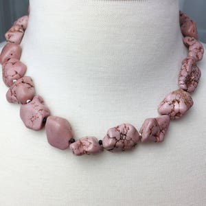Chunky Pink Turquoise Necklace, Pink Magnesite Necklace, Womens Fashion ...