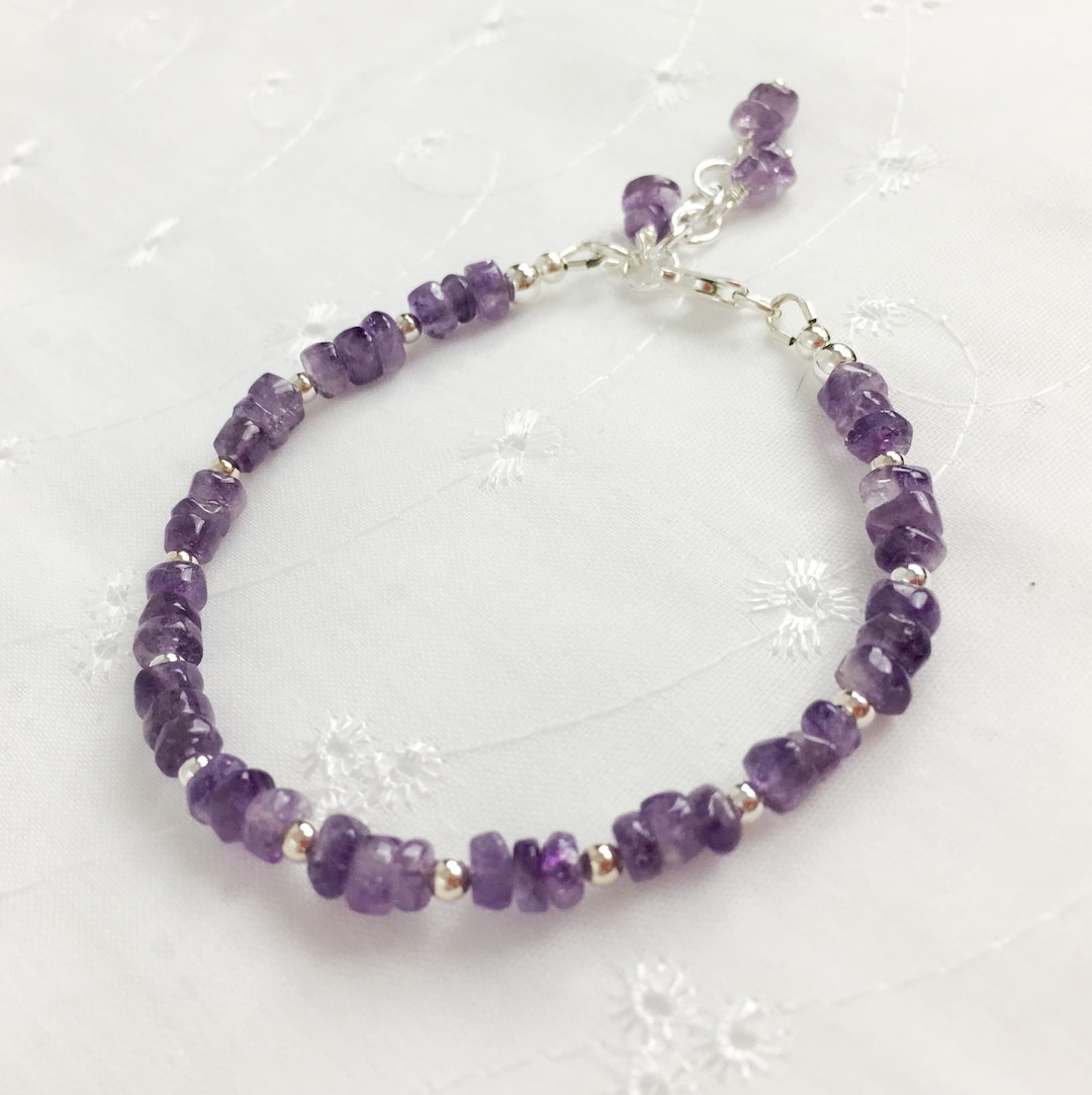 Amethyst Bracelet, February Birthstone Bracelet, Purple Gemstone ...