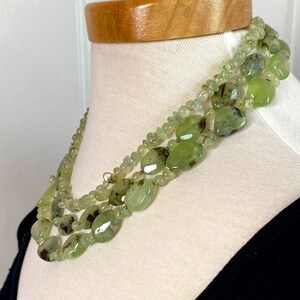 Prehnite Necklace, Gemstone Beaded Necklace, Forest Green or Moss Green ...