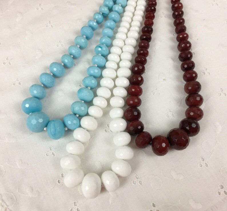 Powder Slate Blue Necklace Beaded Graduated Necklace Quartz - Etsy