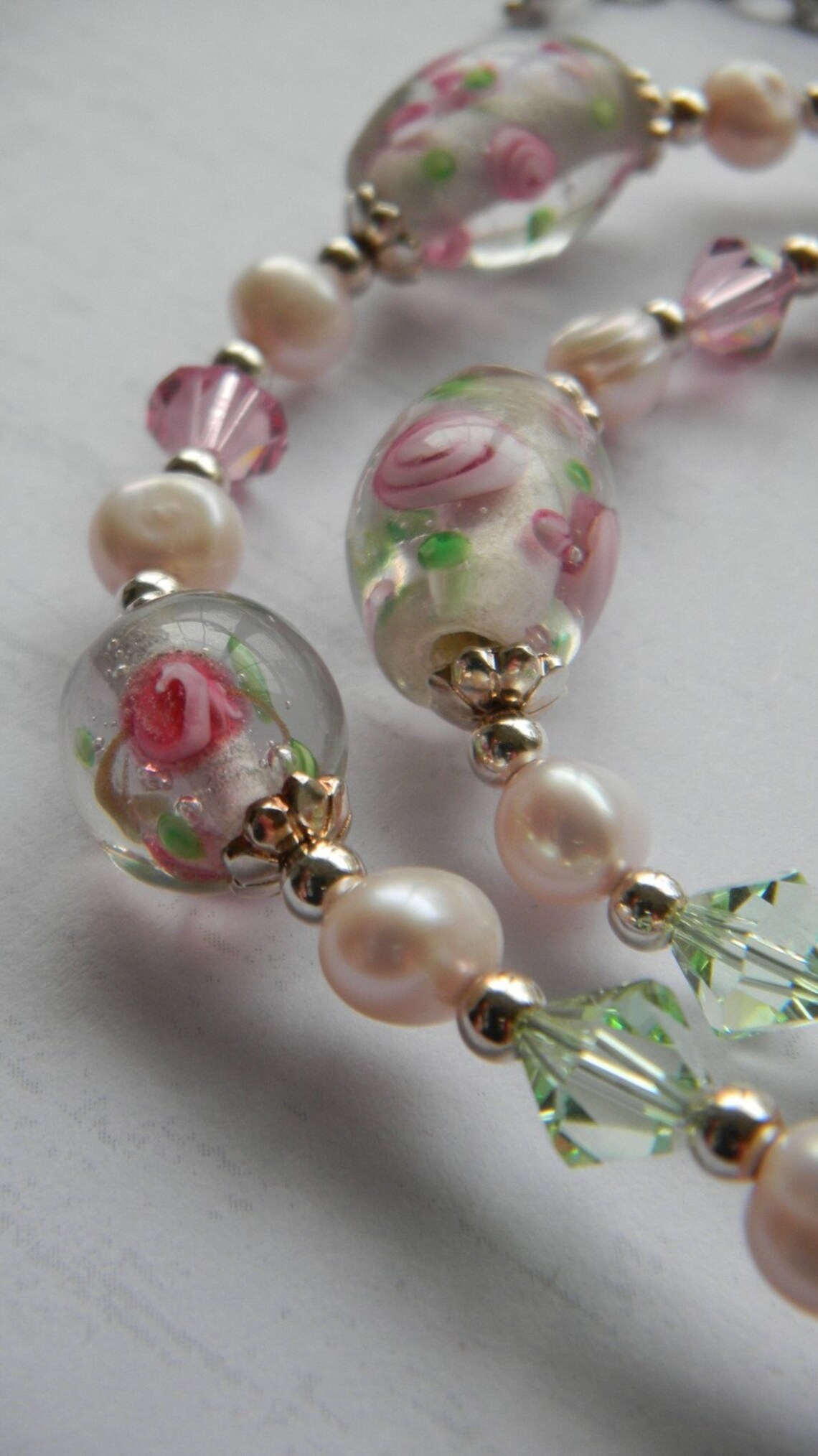 Pink Pearl Necklace Pink Pearl and Crystal Necklace - Etsy
