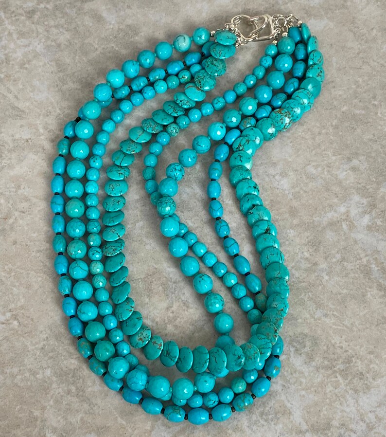 Turquoise Multi Strand Necklace 4 Strand Layered Boho - Etsy