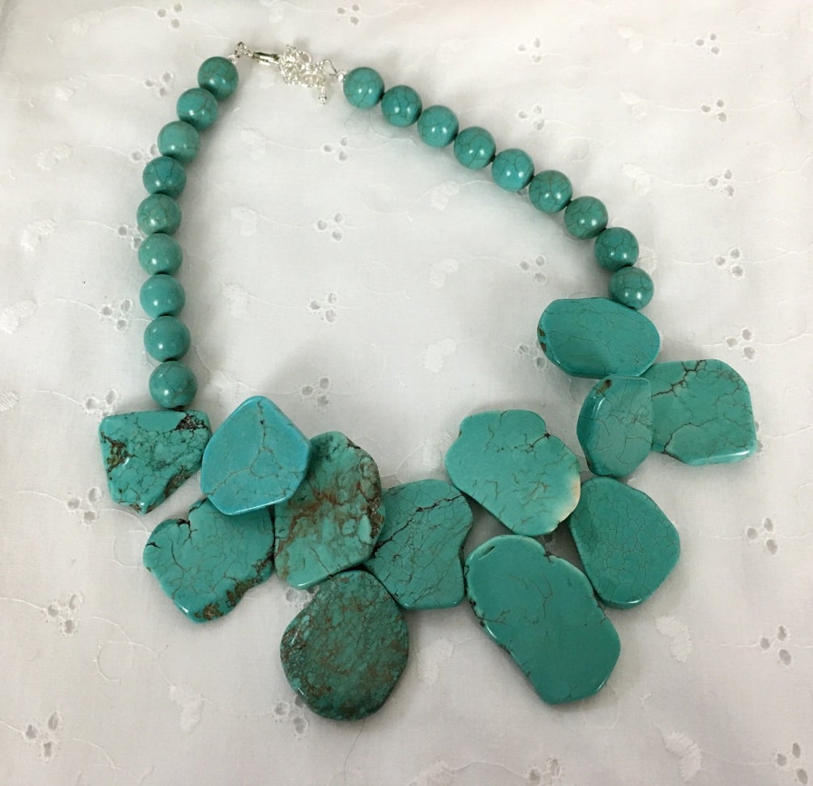 Turquoise Slab Necklace, Blue Green Stone Choker, Modern Contemporary ...